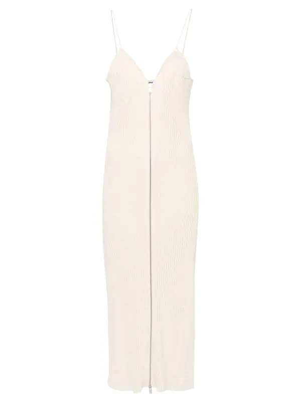 JIL SANDER Ribbed-knit Cotton Maxi Dress - Neutrals