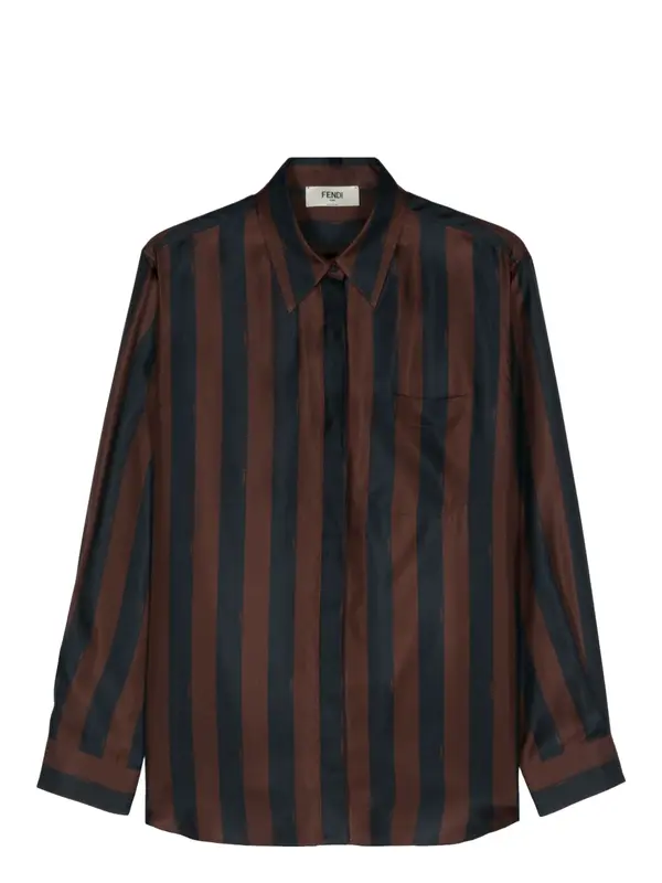 Fendi Pequin-stripe Silk Shirt - Blue