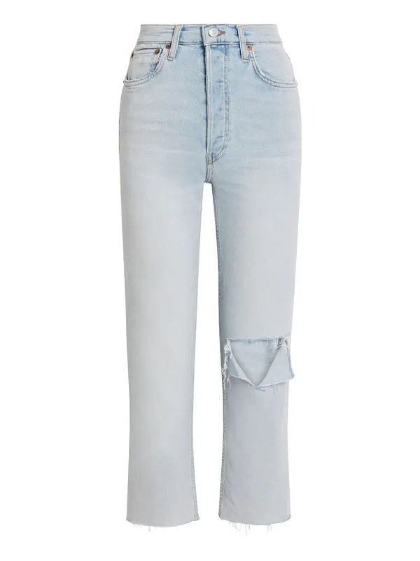 RE/DONE 70s Stove Pipe Cropped Jeans - Light Denim