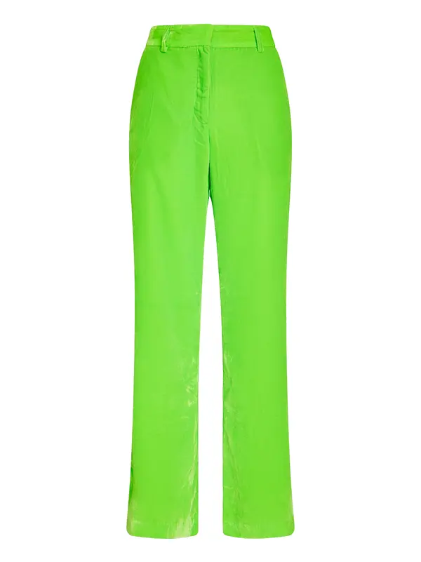 Stine Goya Benny Velvet Straight-leg Pants - Bright Green