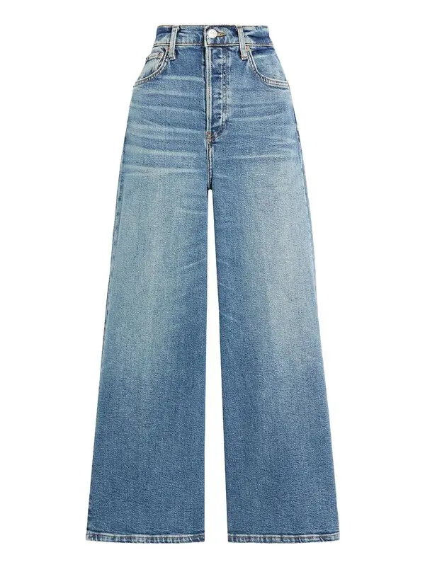 RE/DONE Cropped Wide-leg Jeans - Mid Denim