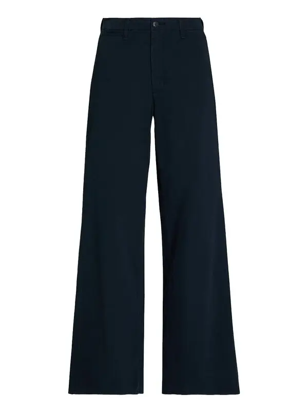 Rag & Bone Cotton-blend Twill Wide-leg Pants - Navy