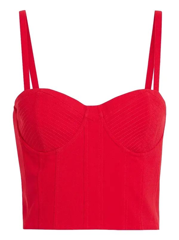 Alice + Olivia Adara Cropped Bustier Top - Red