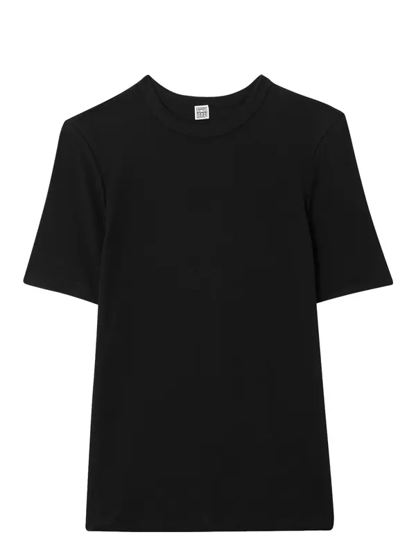 TOTEME Ribbed Stretch-cotton Jersey T-shirt - Black