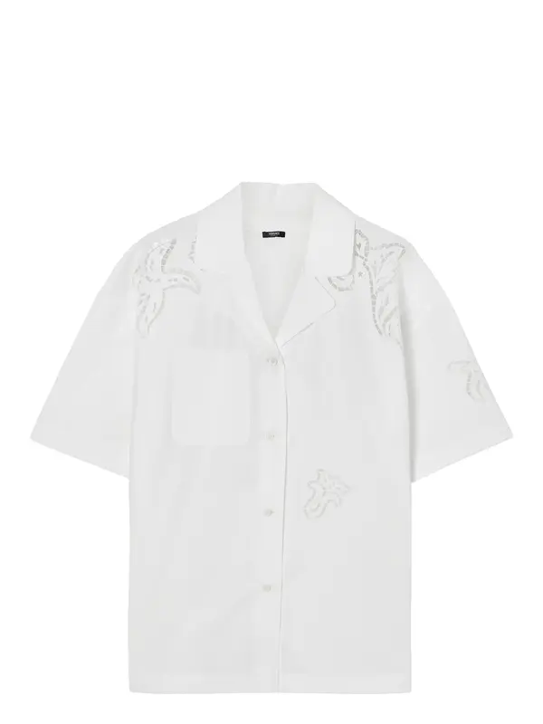 Versace Broderie Anglaise Cotton-poplin Shirt - White