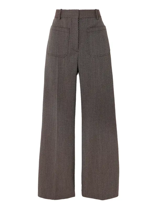 Victoria Beckham Alina Wool-jacquard Flared Pants - Brown