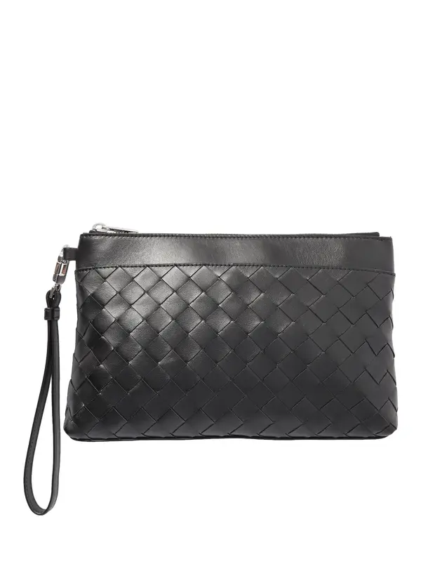 Bottega Veneta Prism Intrecciato Leather Pouch - Black