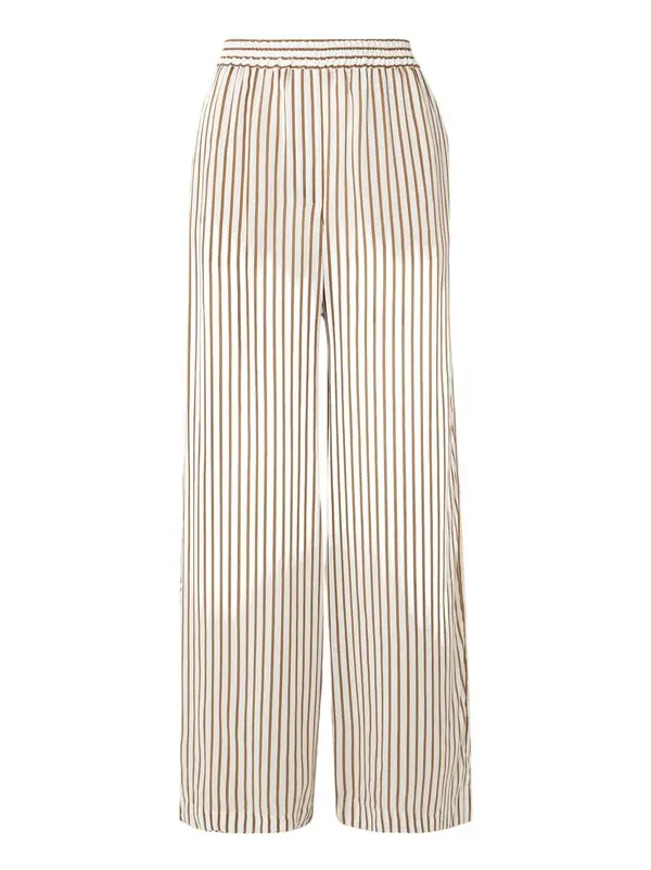Brunello Cucinelli Striped Woven Wide-leg Pants - Neutrals