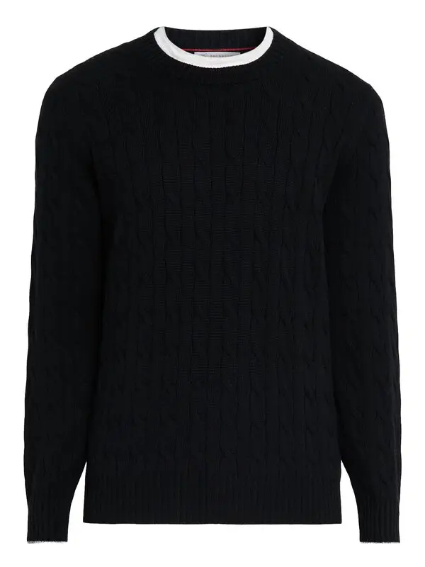 Brunello Cucinelli Cashmere Cable Knit Sweater - Black