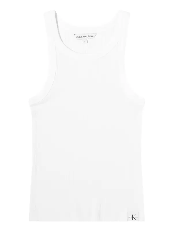 Calvin Klein Variegated Rib Woven Tab Tank - Bright White