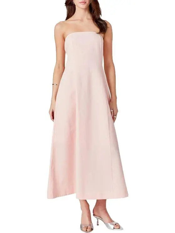 Endless Rose Strapless Linen Midi Dress - Pink