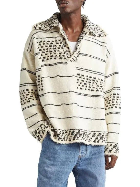 Bottega Veneta Mixed Knit Polo Sweater - 9125 Multi Seasalt
