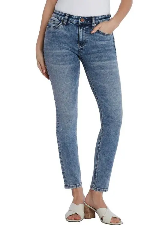 HINT OF BLU Mid Rise Skinny Jeans - Veragated Blue