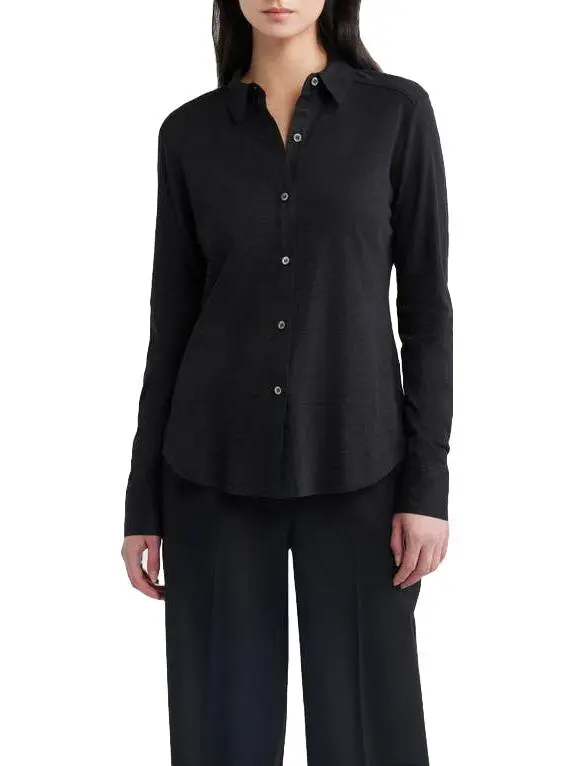Theory Riduro C Nebulous Organic Cotton Slub Shirt - Black