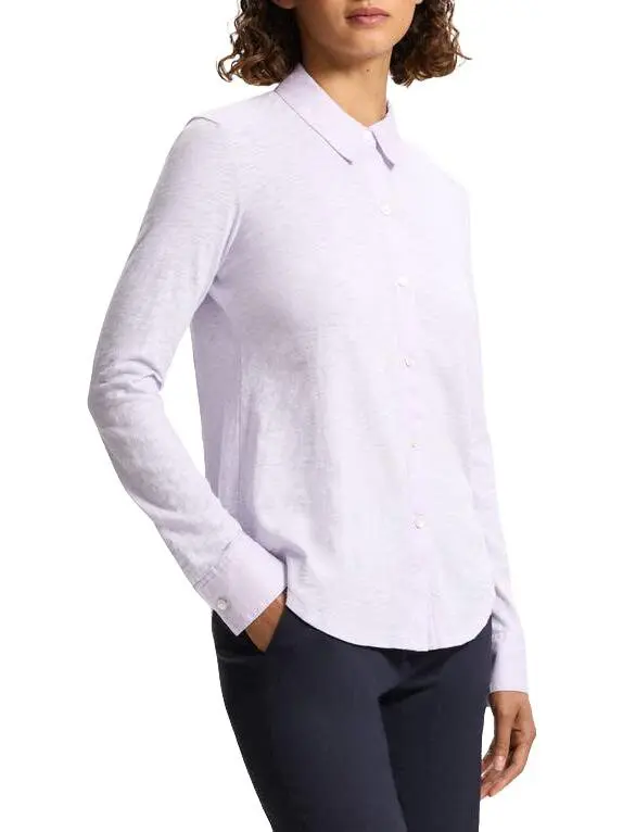 Theory Riduro C Nebulous Organic Cotton Slub Shirt - Soft Iris