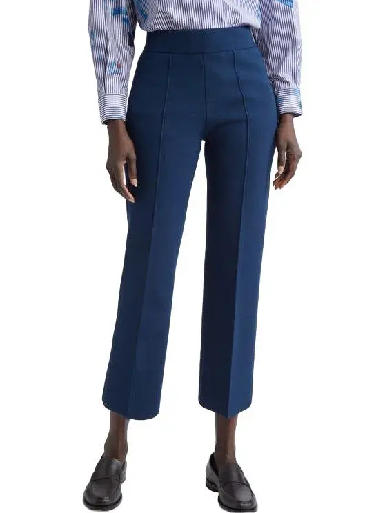 Lafayette 148 New York Foley Crepe Knit Flare Ankle Pants - Lido Blue