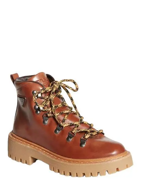 Prada St. Moritz Leather Hiking Boots - Cognac