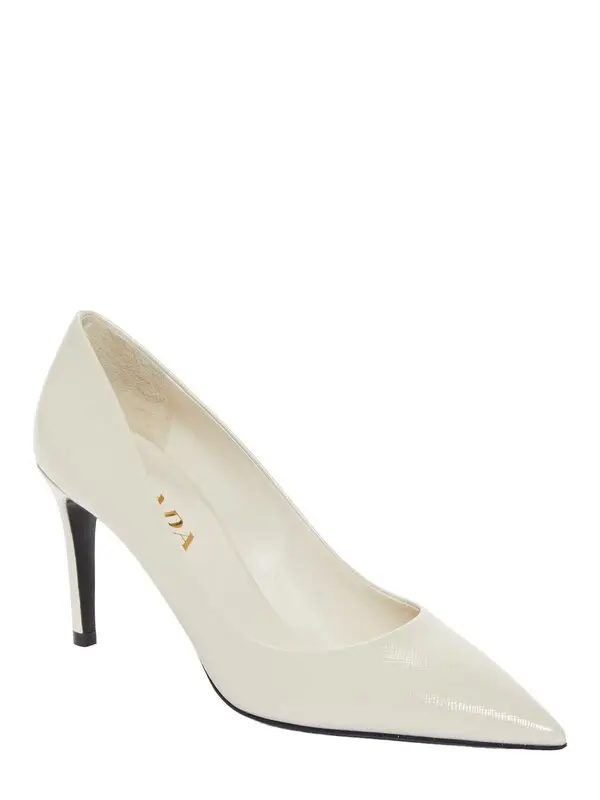 Prada Saffiano Leather Pointed-toe Pump - Avorio