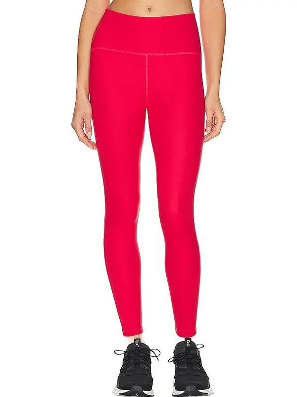 Beyond Yoga Powerbeyond Strive High Waisted Midi Legging In Red - Retro Red
