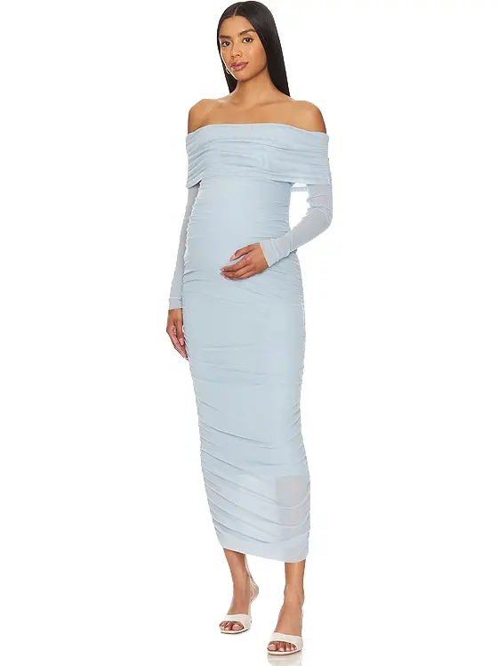 BUMPSUIT Off The Shoulder Mesh Dress - Powder Blue