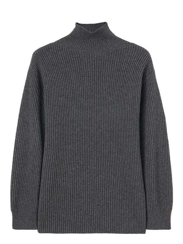 JIL SANDER Ribbed High-neck Jumper - Grey