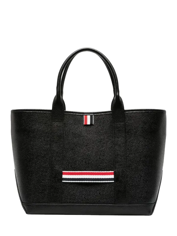 Thom Browne Small Leather Tote Bag - Black
