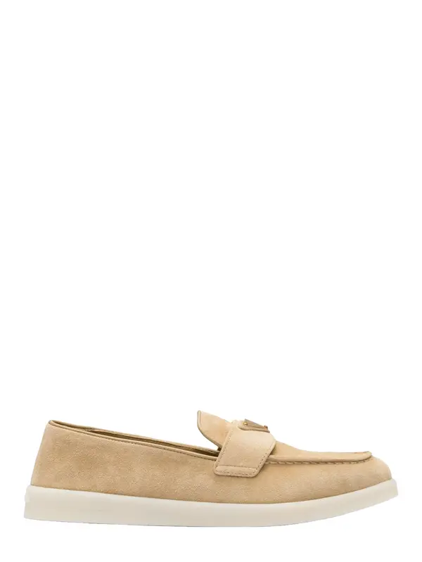 Prada Triangle-logo Suede Loafers - Neutrals