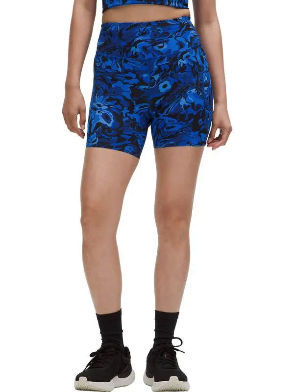 Lululemon Fast And Free High-rise Short - Flower Meld Galactic Cobalt Multi