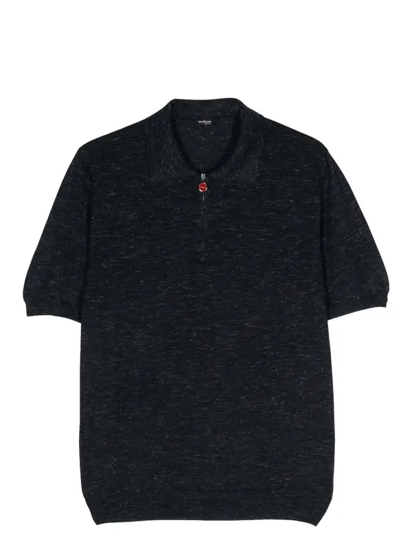 Kiton Mélange Fine-knit Polo Shirt - Blue