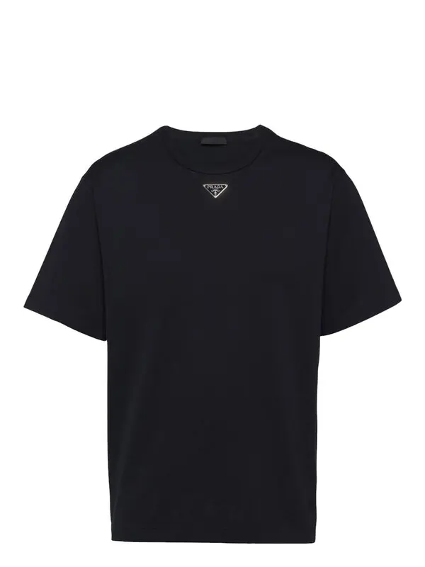 Prada Triangle-logo Cotton T-shirt - Black