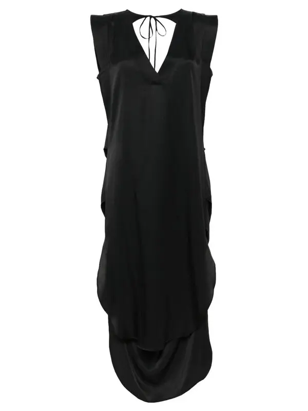 Andrea Ya'aqov V-neck Draped Midi Dress - Black