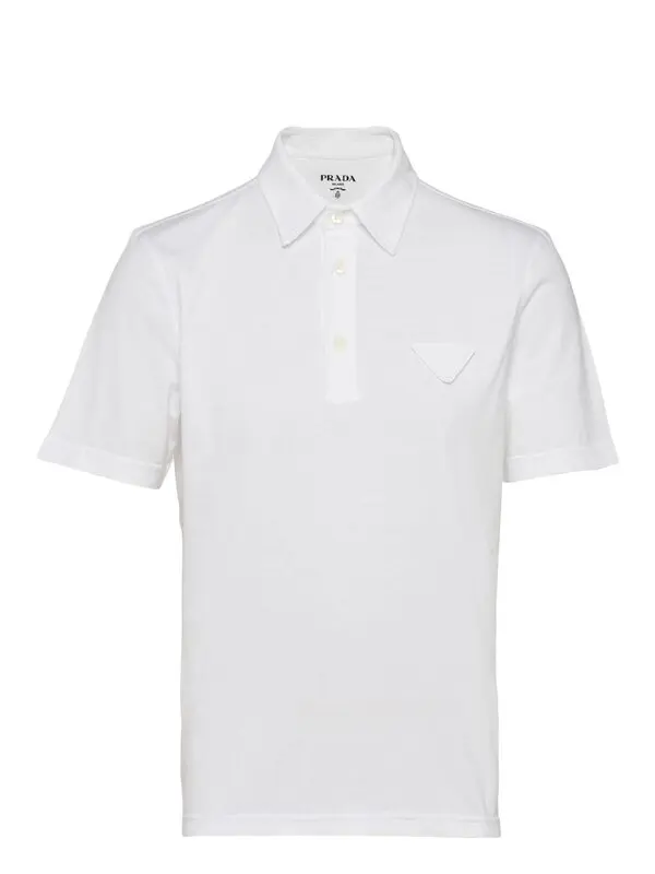 Prada Logo-patch Cotton Polo Shirt - White
