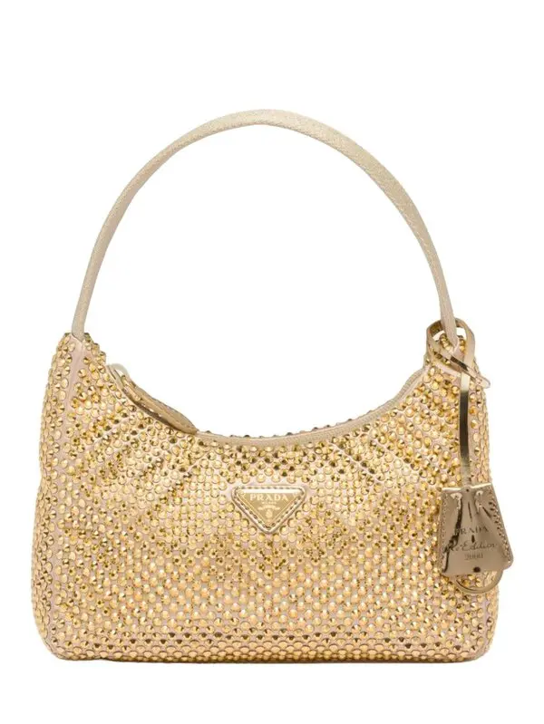 Prada Re-edition Crystal-embellished Mini Bag - Gold