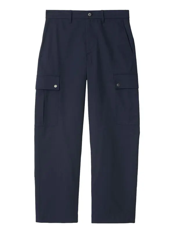 Burberry Cotton Blend Cargo Trousers - Blue