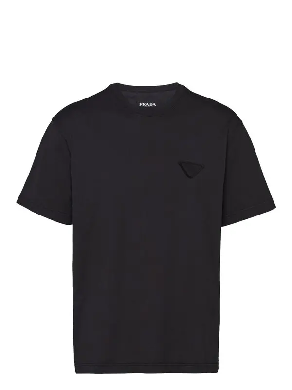 Prada Logo-patch Cotton T-shirt - Black