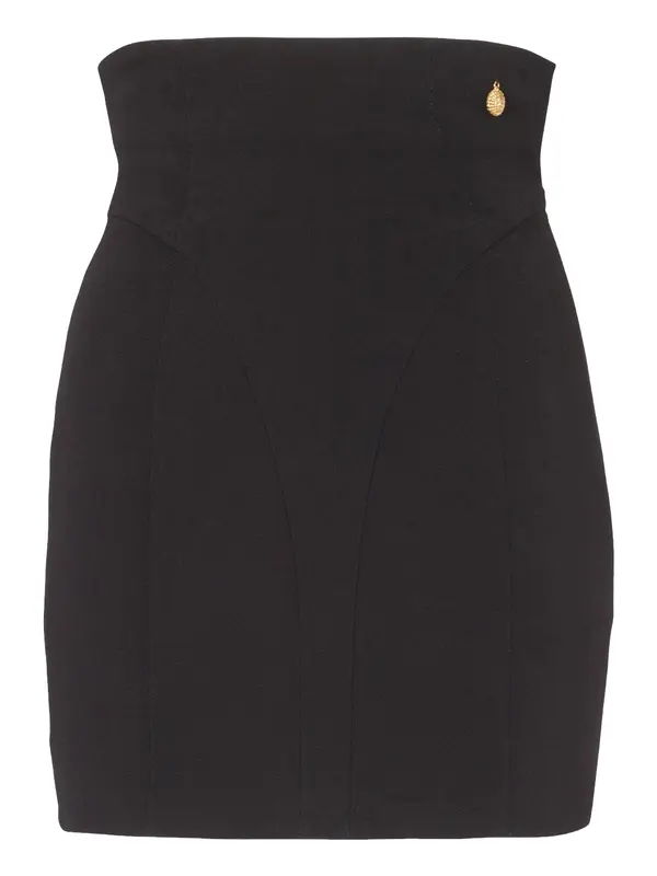 Balmain High-waisted Crepe Miniskirt - Black