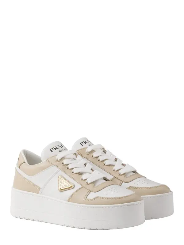 Prada Downtown Leather Sneakers - White