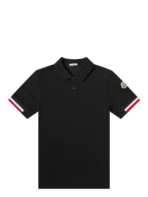 Moncler Logo Patch Short-sleeve Polo Shirt - Black