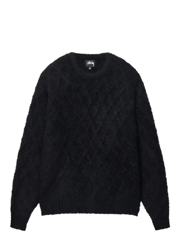 StÜssy Fuzzy Lattice Crew Sweater - Black