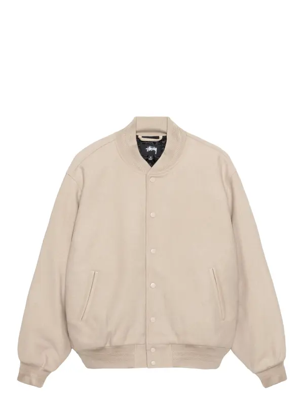 StÜssy Sport Melton Varsity Jacket - Cream