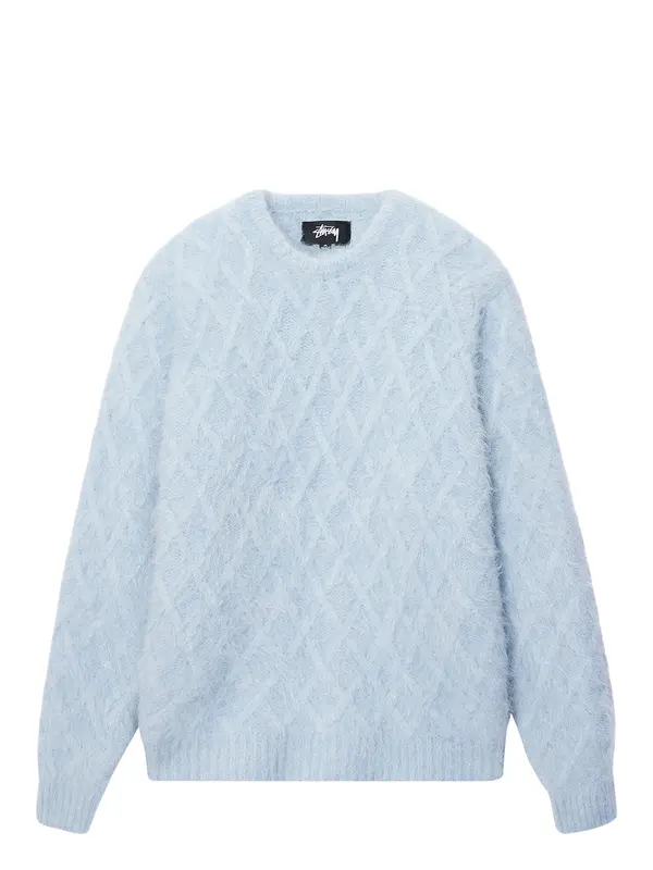 StÜssy Fuzzy Lattice Crew Sweater - Blue