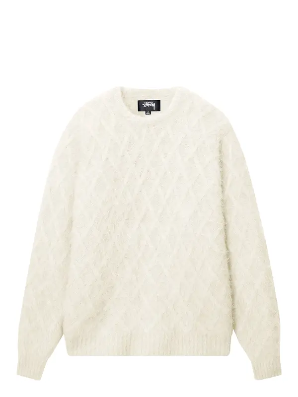 StÜssy Fuzzy Lattice Crew Sweater - Cream