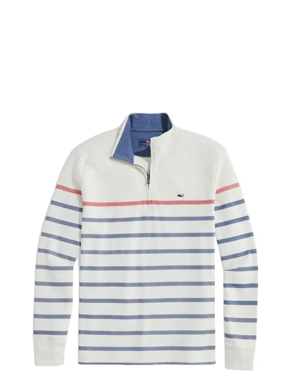 Vineyard Vines Saltwater Breton Stripe Quarter Zip Pullover - 9293 Rwb