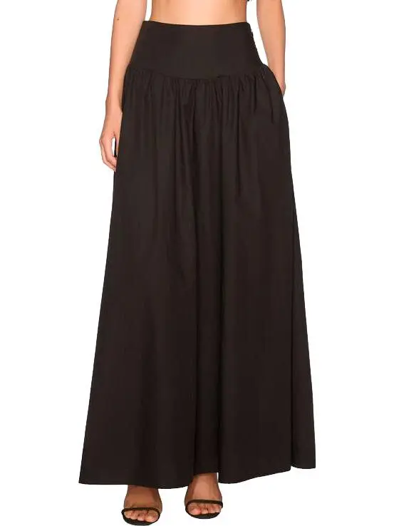 Susana Monaco Drop Waist Cotton Poplin Maxi Skirt - Black