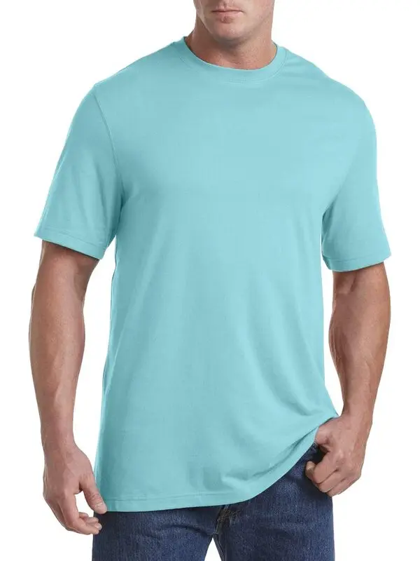 HARBOR BAY BY DXL Big & Tall Moisture-wicking Jersey T-shirt - Aqua Sky