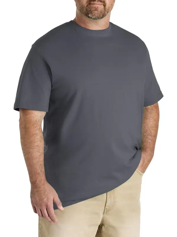 HARBOR BAY BY DXL Big & Tall Moisture-wicking Jersey T-shirt - Blackened Pearl