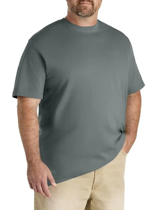 HARBOR BAY BY DXL Big & Tall Moisture-wicking Jersey T-shirt - Castor Gray