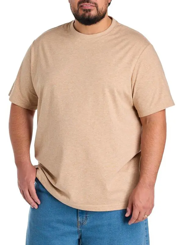 HARBOR BAY BY DXL Big & Tall Moisture-wicking Jersey T-shirt - Cuban Sand Heather