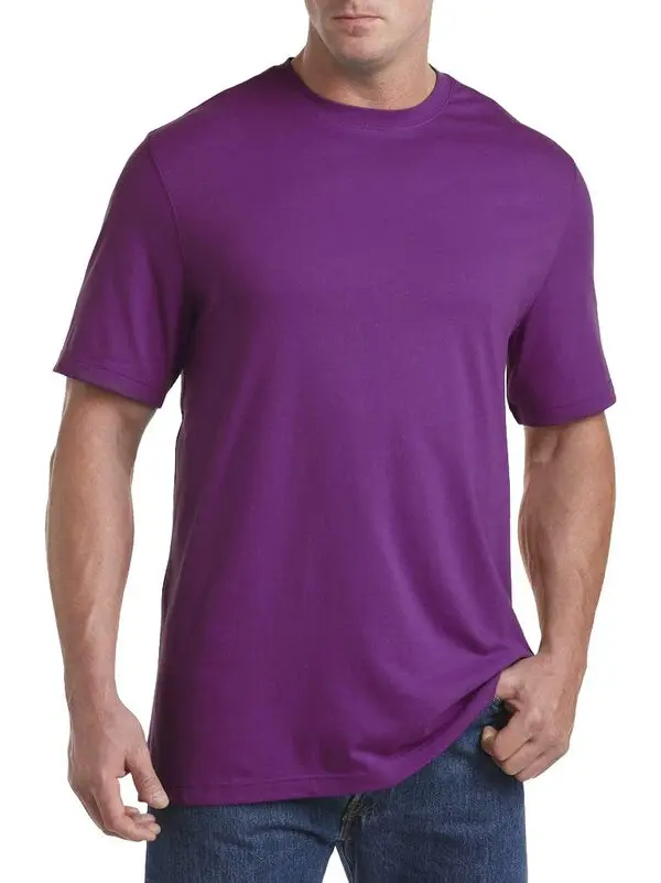 HARBOR BAY BY DXL Big & Tall Moisture-wicking Jersey T-shirt - Grape Juice