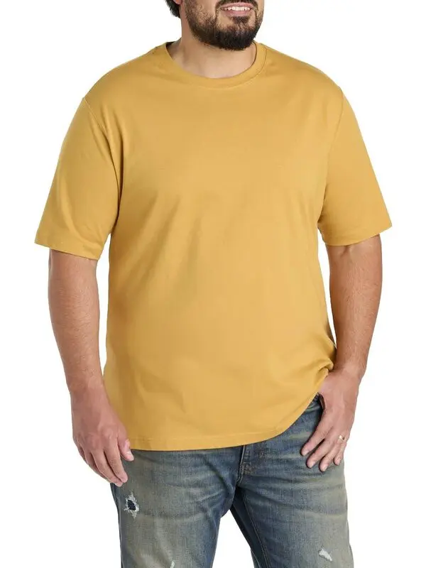 HARBOR BAY BY DXL Big & Tall Moisture-wicking Jersey T-shirt - Honey Mustard